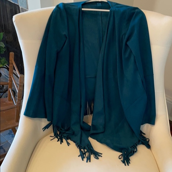 TCEC | Jackets & Coats | Gorgeous Teal Suede Jacket With Fringe Bottom ...